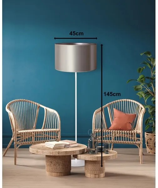 Duolla - Stojací lampa CANNES 1xE27/15W/230V pr. 45 cm stříbrná/bílá