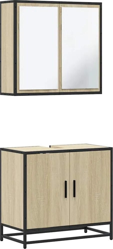 2dílný set koupelnového nábytku dub sonoma kompozitní dřevo 3300886