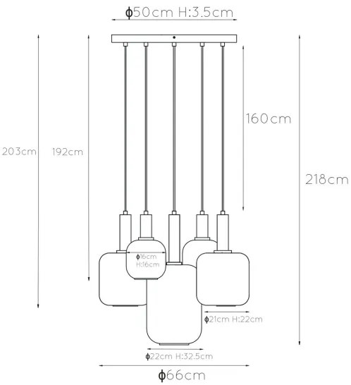 Lucide 45494/15/65 - Lustr na lanku JOANET 5xE27/40W/230V