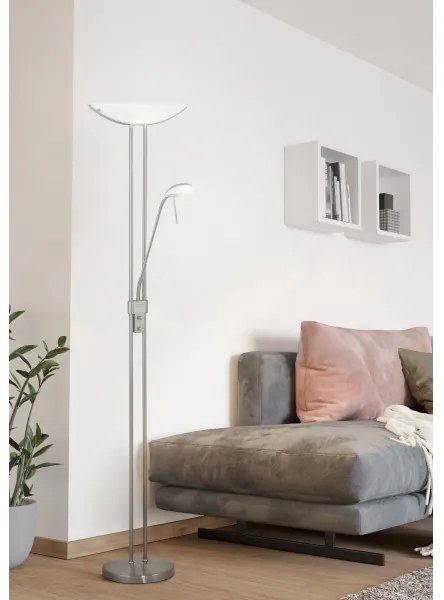 EGLO 85971 - Stmívatelná stojací lampa BAYA 1xR7s/230W+1xG9/33W matný chrom