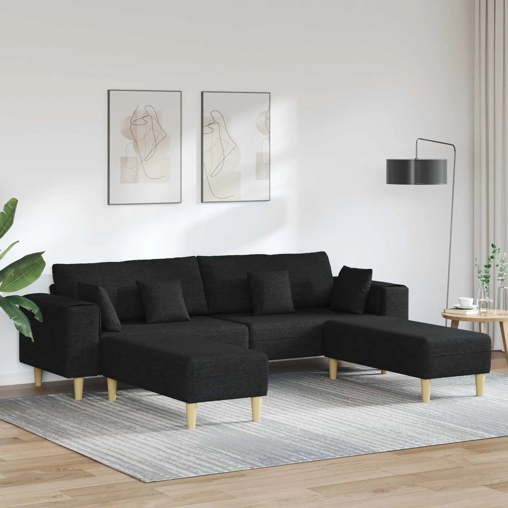 Pohovka 3 ks Černá textil 3335164
