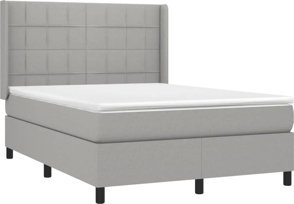 Box spring postel s matrací a LED světle šedá 140x190 cm textil 3138309