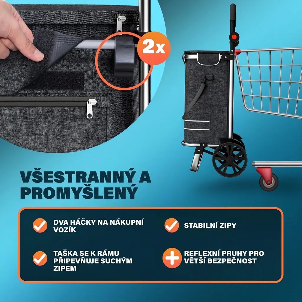 Nákupní vozík s chladicím vakem černý 108231