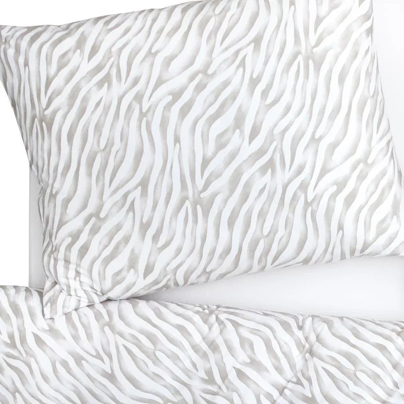 SCANquilt povlečení JERSEY zebra bílobéžová 140 x 200/70 x 90 cm