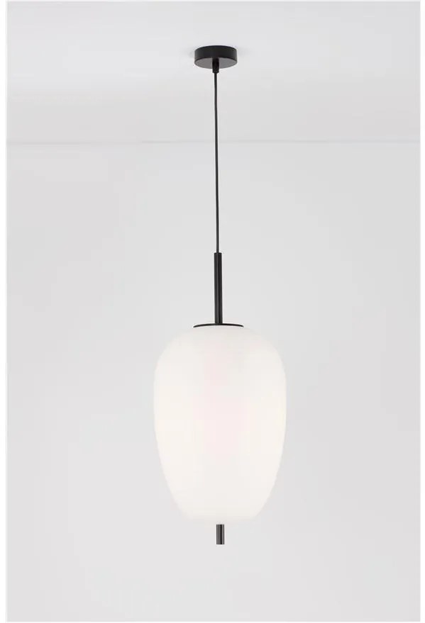 Nova Luce Závěsné svítidlo LATO černý kov a opálové sklo E27 1x12W