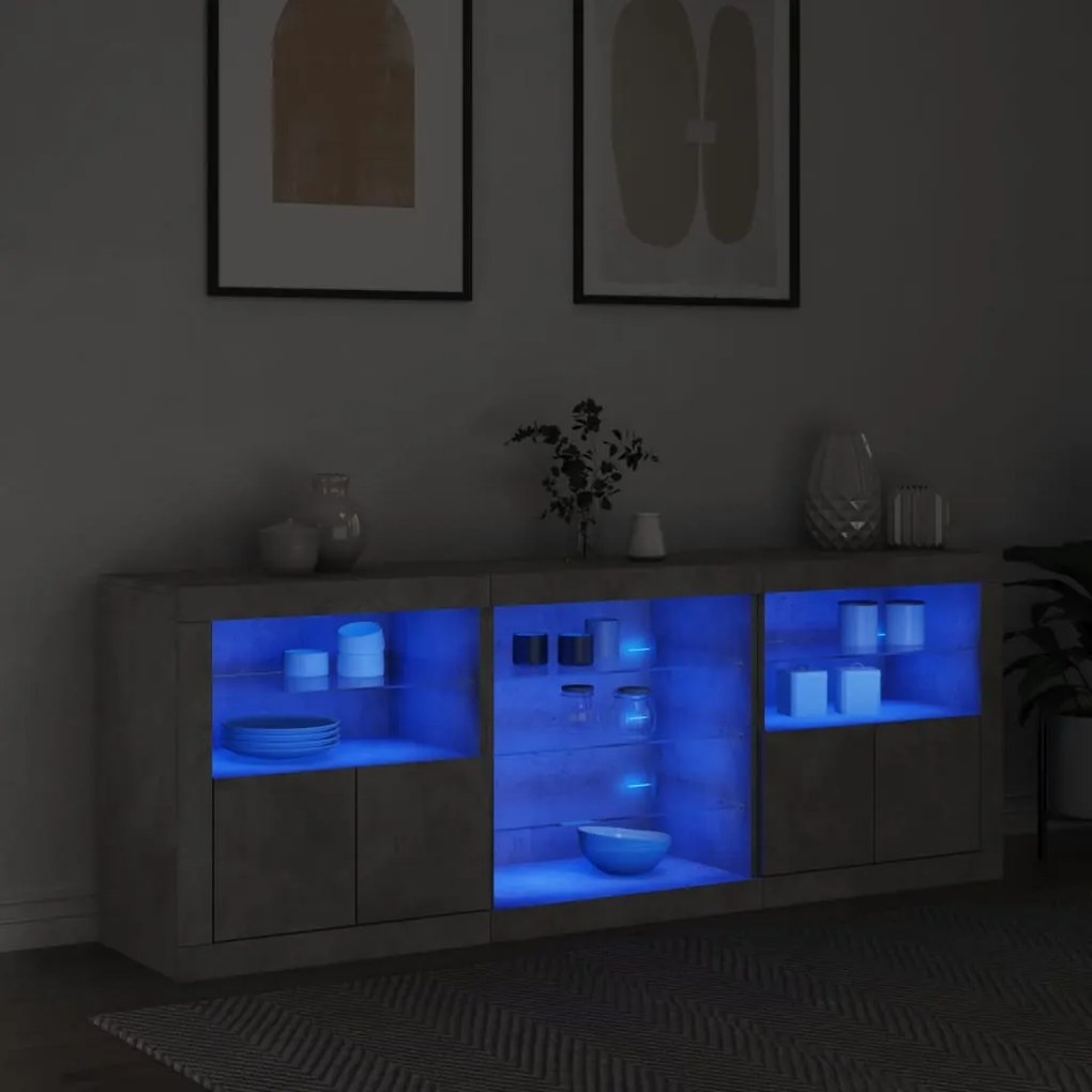 Příborník s LED osvětlením betonově šedý 181,5 x 37 x 67 cm 3209040