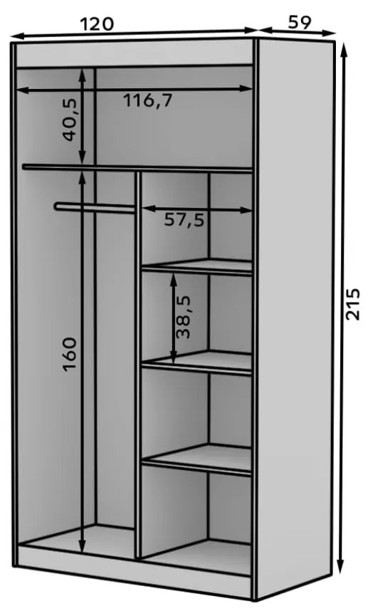 Šatní skříň s posuvnými dveřmi Esti - 120 cm Barva: dub Sonoma