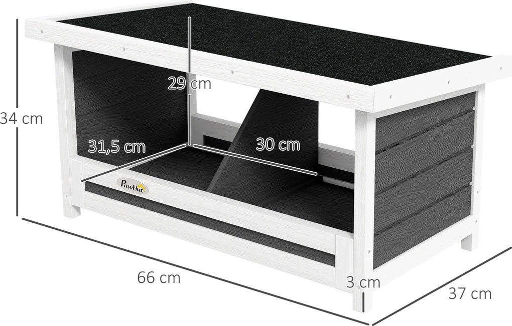 Hnízdní box PawHut z jedlového dřeva s asfaltovou střechou pro kuřata 66x37x34 cm šedý |