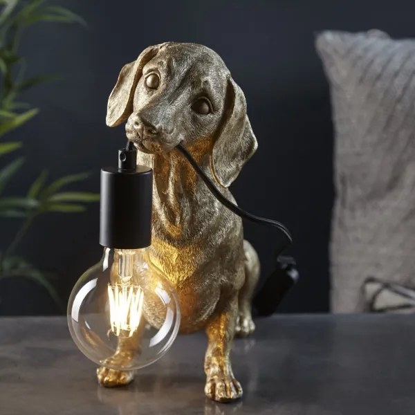 Endon 101187 - Stolní lampa DACHSHUND 1xE27/10W/230V zlatá