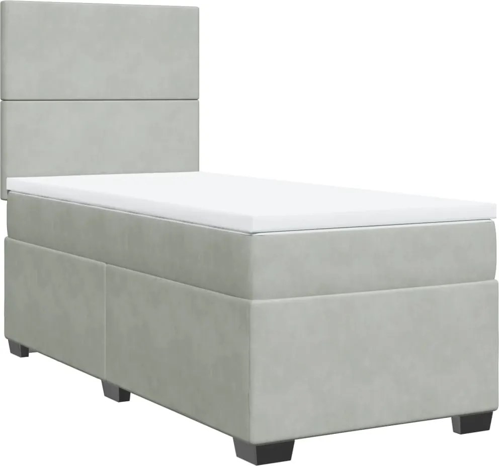 Box spring postel s matrací světle šedá 100x200 cm samet 3290828