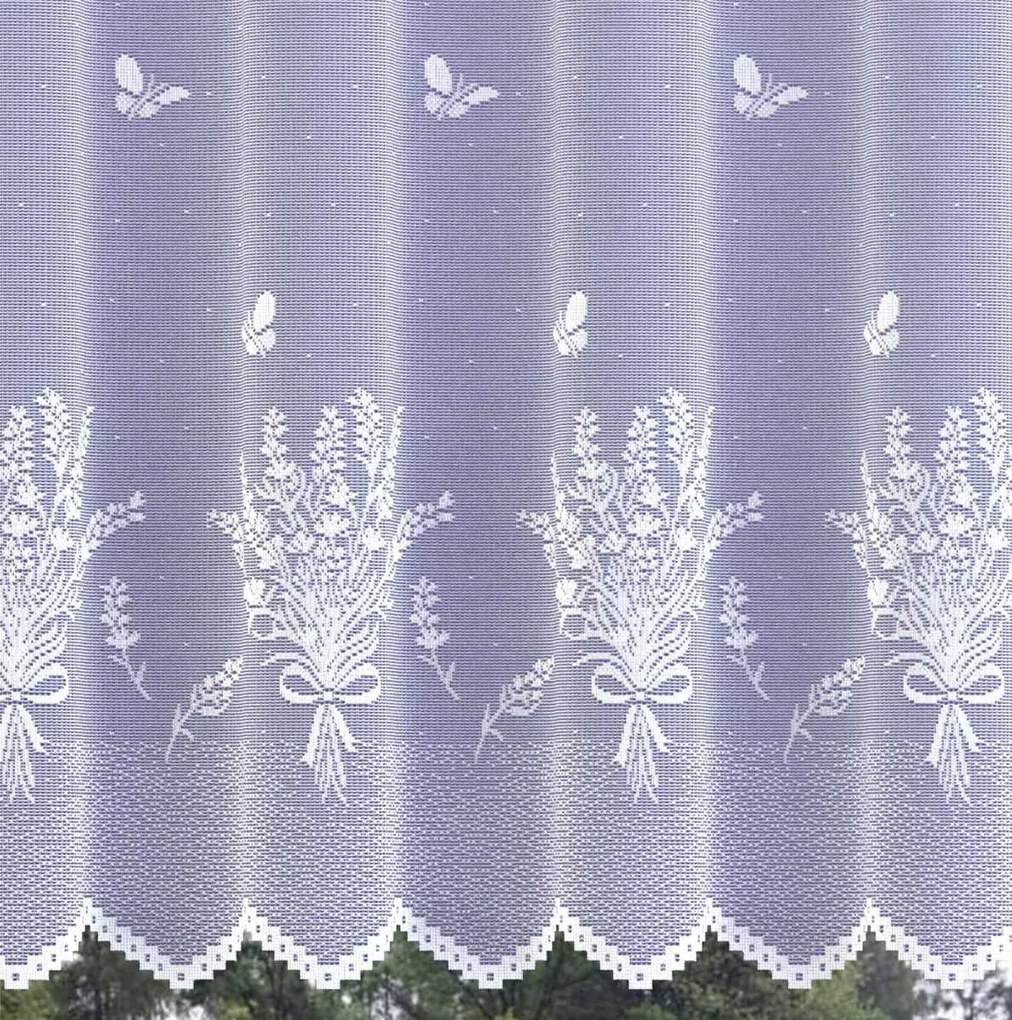 Záclona žakárová, Viola vitrážka metráž, bílá 70 cm