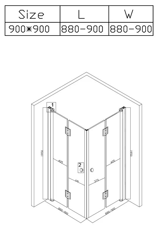 BPS-koupelny Čtvercový sprchový kout HYD-SK05B 90x90 černá/transparent - bez vaničky