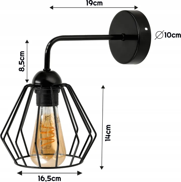 Nástěnná lampa 1x E27 LOFT edison drátěná koule