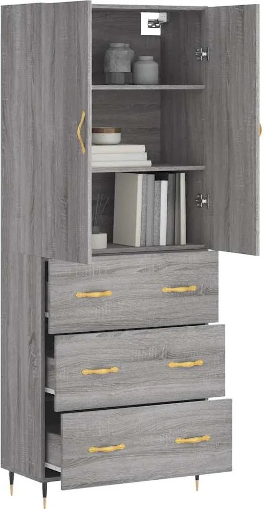 Skříň highboard šedá sonoma 69,5 x 34 x 180 cm kompozitní dřevo 3195833