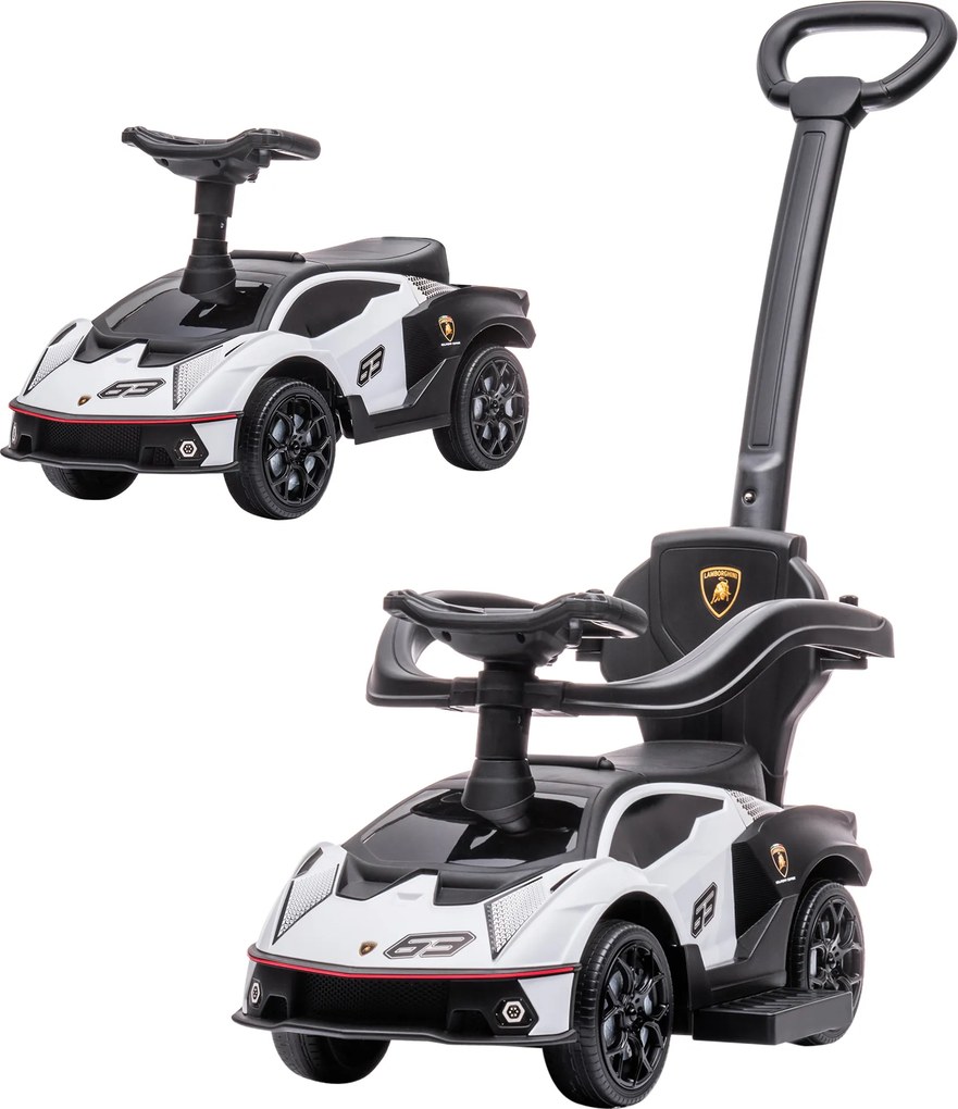AIYAPLAY 2v1 Lamborghini Essenza SCV12 Pushing Car pro děti 12-36 měsíců s houkačkou, odnímatelnou rukojetí a bezpečnostním zábradlím 86,5x40x89,5 cm…