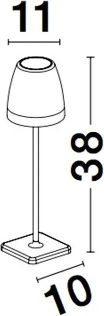 NV 9223400 Venkovní stolní lampa COLT černý litý hliník a akryl LED 2W 3000K IP54 62st. 5V DC vypínač na těle USB kabel stmívatelné - NOVA LUCE