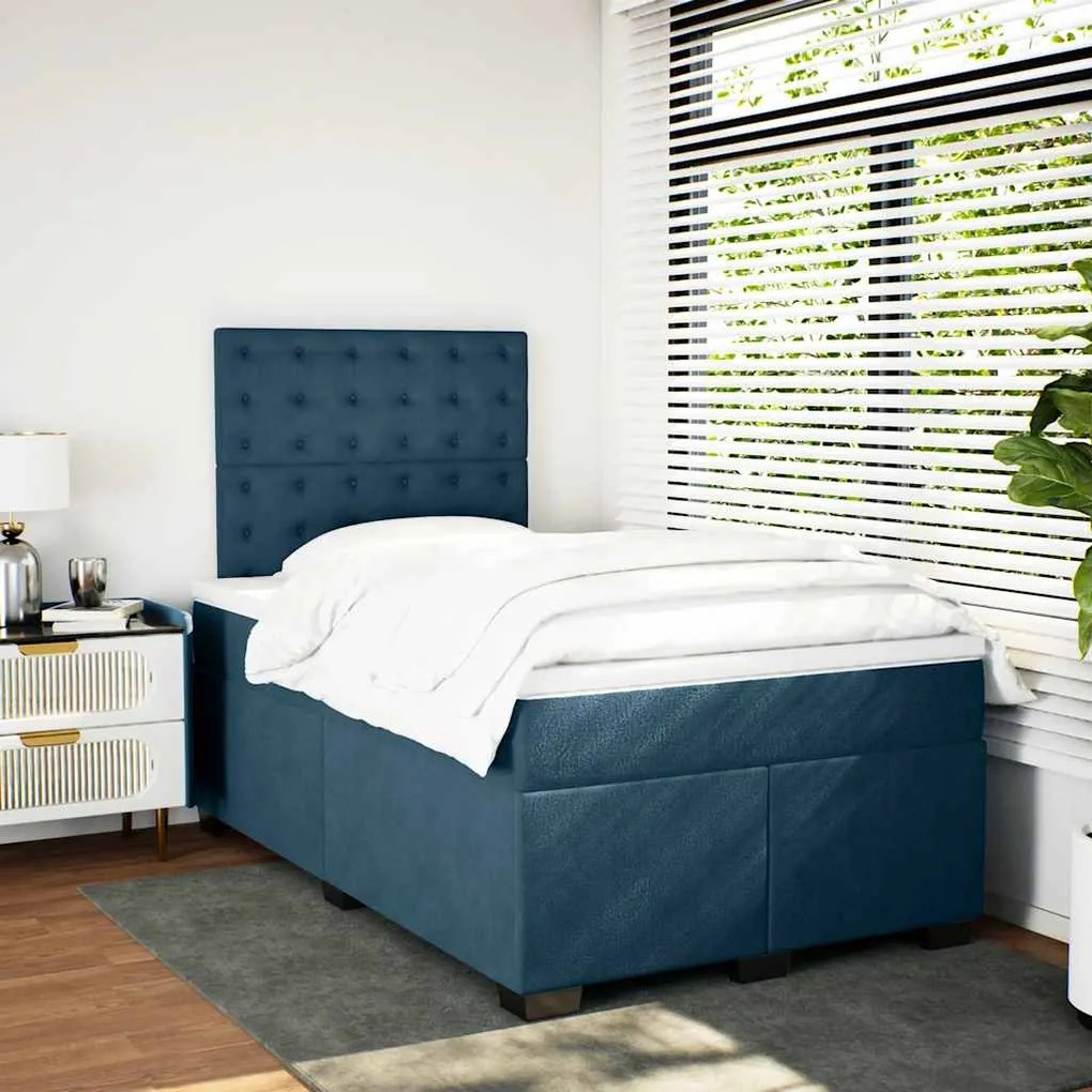 Box spring postel s matrací modrá 120 x 200 cm samet 3290898