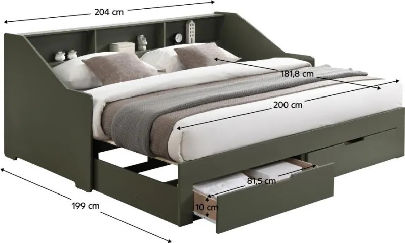 Rozkládací postel, šedozelená, MONETA Kondela 0000416684