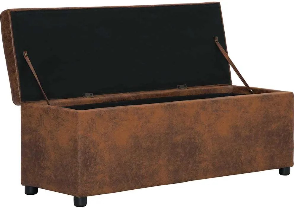 Lavice s úložným prostorem 116 cm hnědá umělá broušená kůže 281315