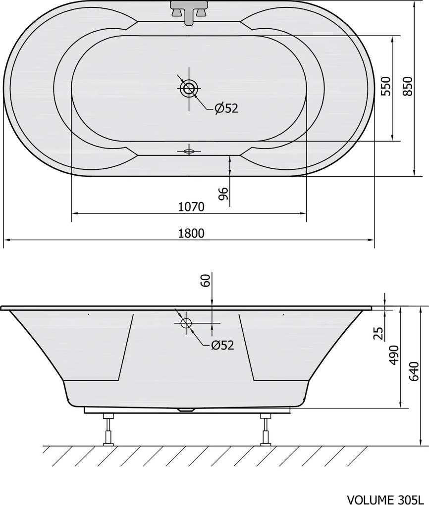Polysan IO 180 x 85 cm vana oválná akrylátová 16611