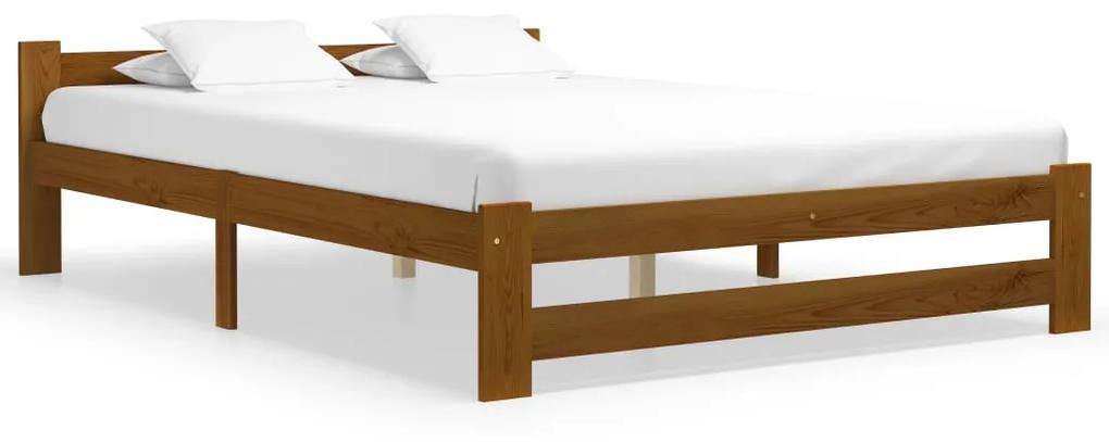 Rám postele medově hnědý masivní borovice 160 x 200 cm,  322009