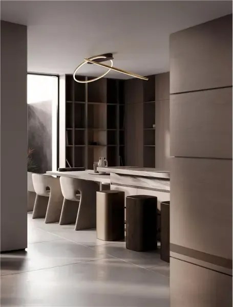 LED stmívatelné mosazně-zlaté designové stropní svítidlo Kiklos
