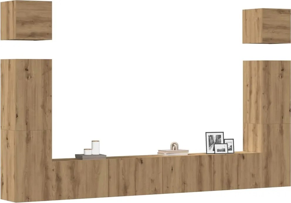 Sada 6 kusů nástěnné TV skříňka dub artisan kompozitní dřevo 3329142