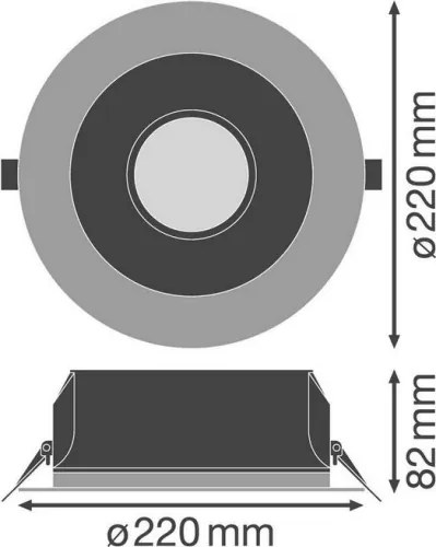 LED podhledové svítidlo LEDVANCE Downlight UGR<19 195mm 21W 3000K teplá bílá IP54