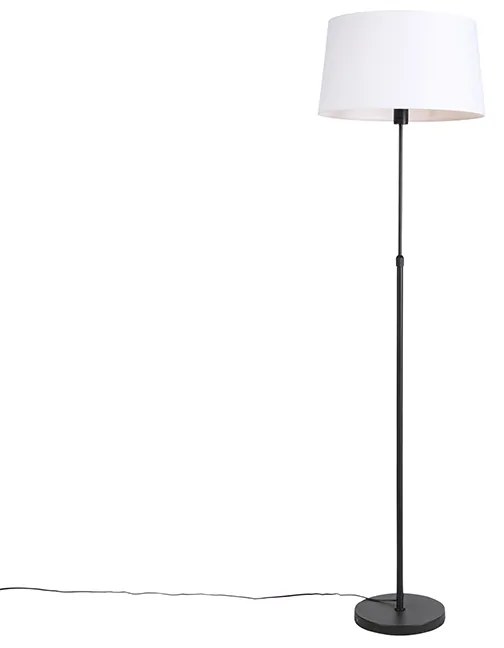 Stojací lampa černá s bílým plátěným stínidlem nastavitelným 45 cm - Parte