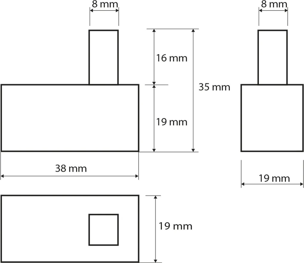 Sapho, X-SQUARE háček hranatý, chrom, XQ202