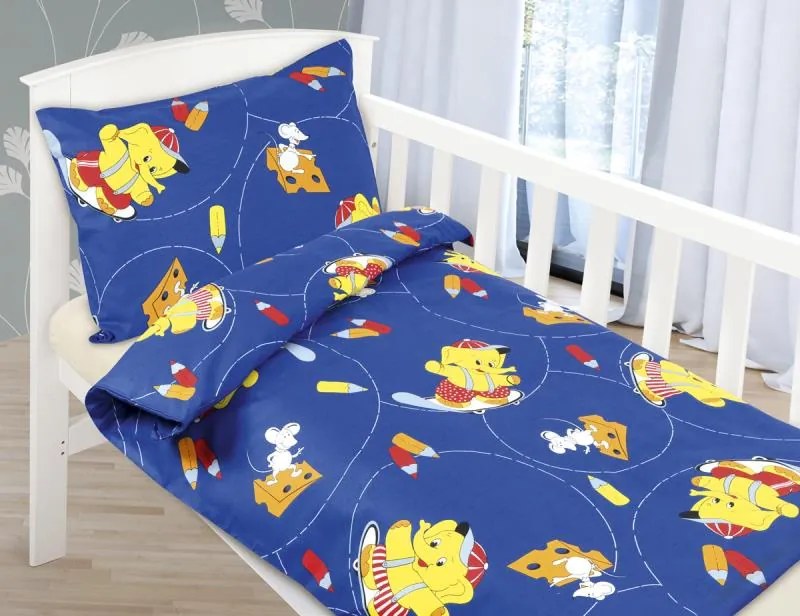 Bellatex Bavlněné povlečení dětské Agáta Modrá 90x135 cm, 45x60 cm