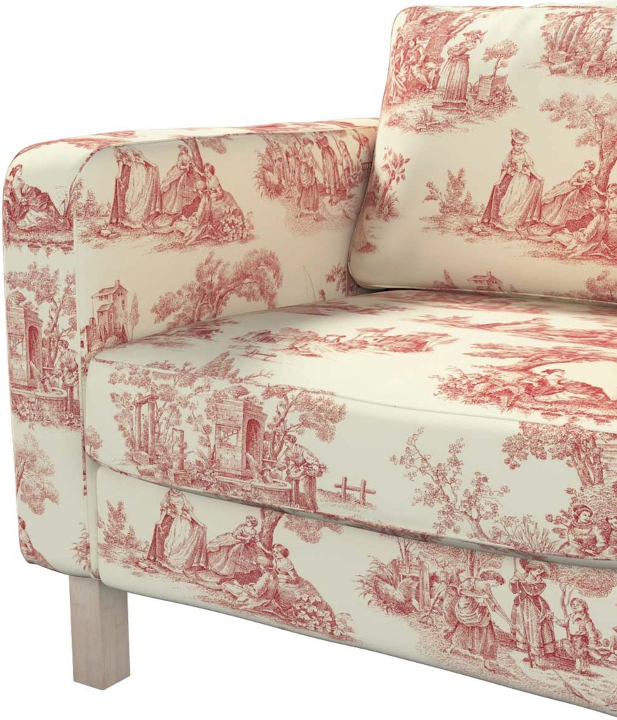 Potah na křeslo IKEA Karlstad, krátký barva červená látka vzorované