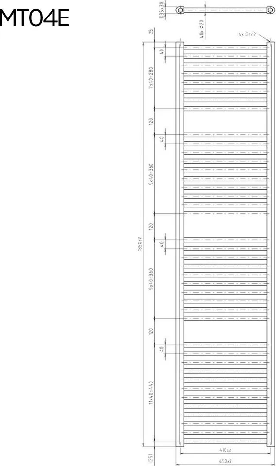 Mereo Mereo, Otopný žebřík rovný, bílý, elektrický, MT04E