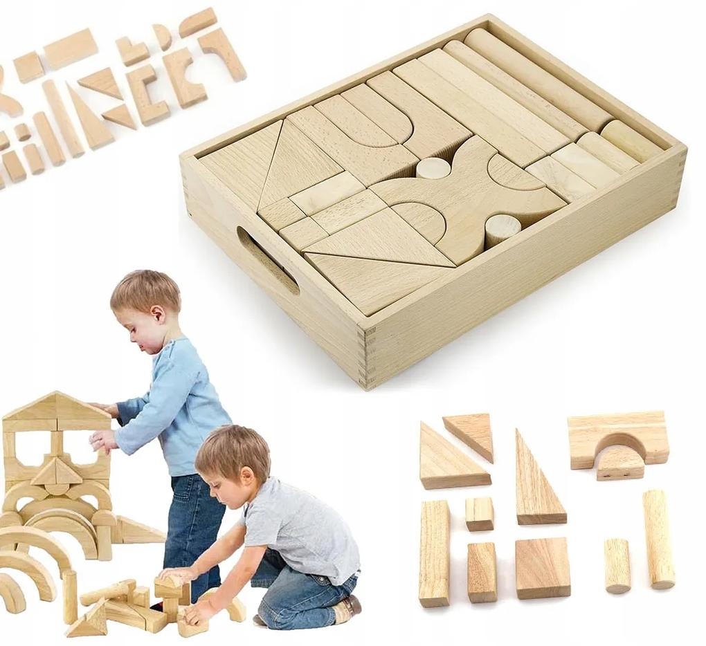 Dřevěné kostky pro děti 48 bloků