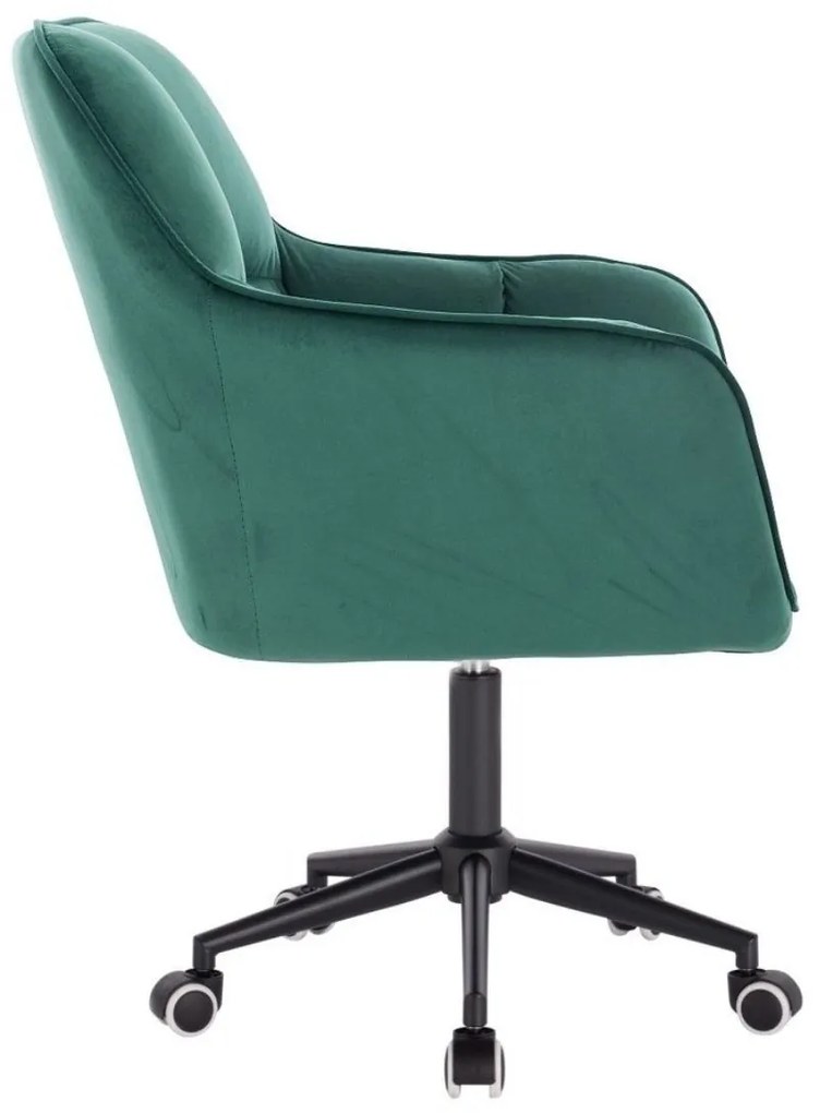 LuxuryForm DESIGN Otočné křeslo AMALFI VELUR na černé podstavě s kolečky - zelené