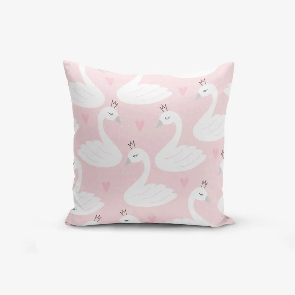 Povlak na polštář s příměsí bavlny Minimalist Cushion Covers Pink Puan Animal Theme, 45 x 45 cm