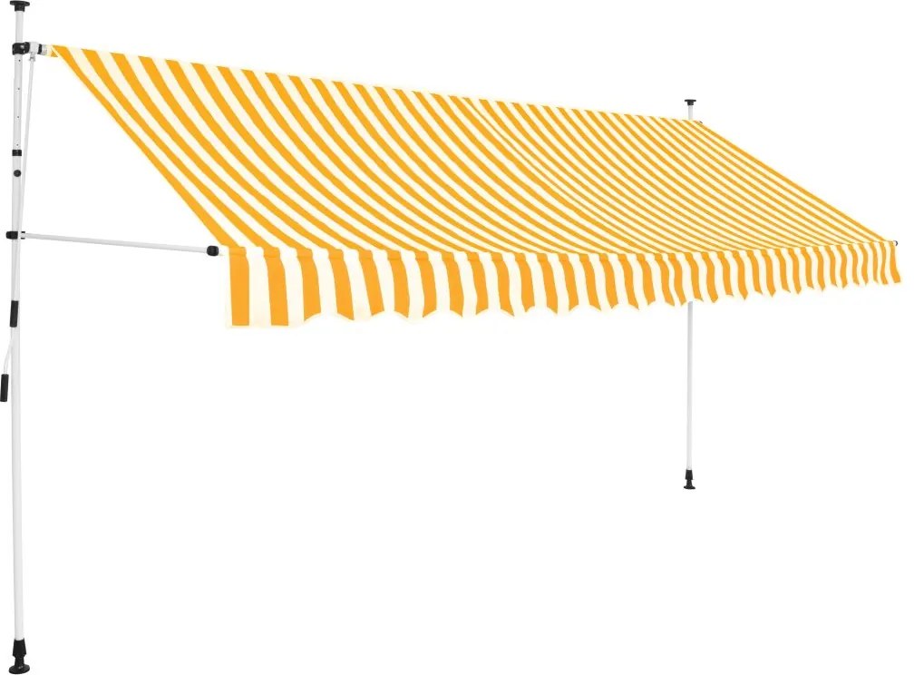 Ručně zatahovací markýza - žluto-bílé pruhy | 350 cm