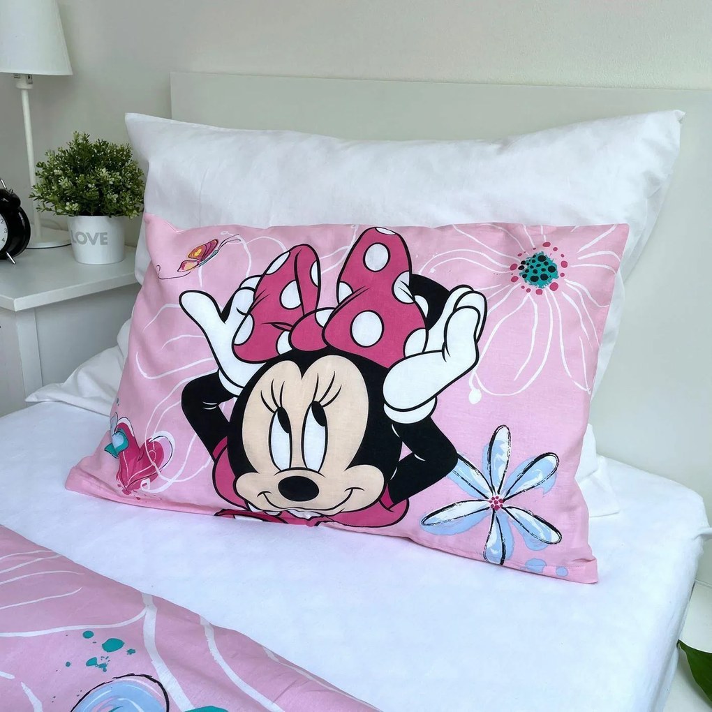 Jerry Fabrics Bavlněné povlečení 100x135 Mini mouse flowers povlak na polštář 40x60 23. srpna