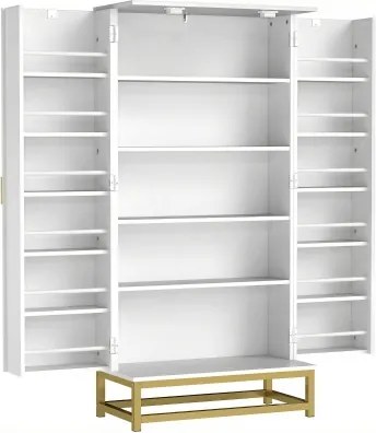 HOMCOM kuchyňská skříňka s úložným prostorem se 12 dvířky, nastavitelnými policemi, 58x29x119,5 cm, bílá