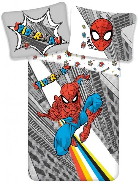 Jerry Fabrics - Chlapecké bavlněné ložní povlečení Spiderman MARVEL - šedé / 140 x 200 cm + 70 x 90 cm