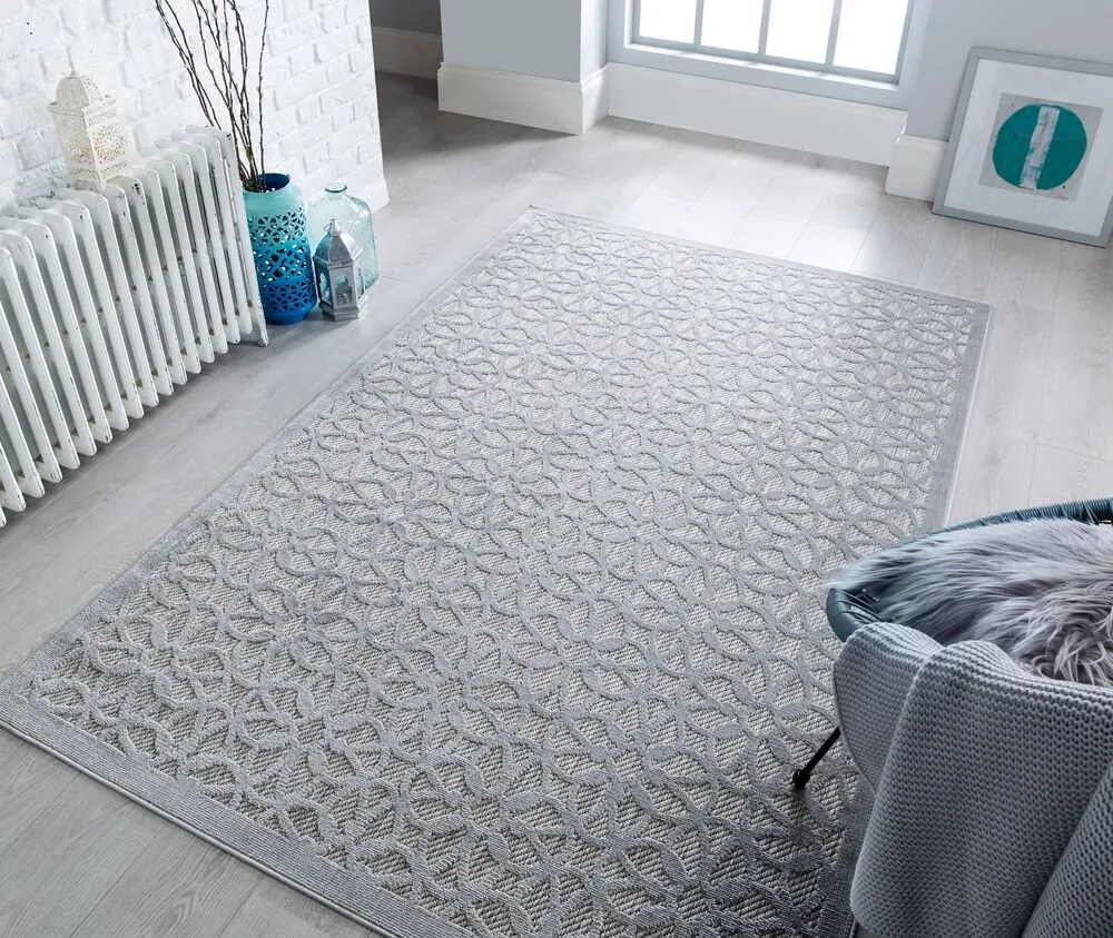 Kusový koberec Piatto Argento Silver – na von aj na doma, 160x230, šedá, chodba / predsieň, Flair Rugs