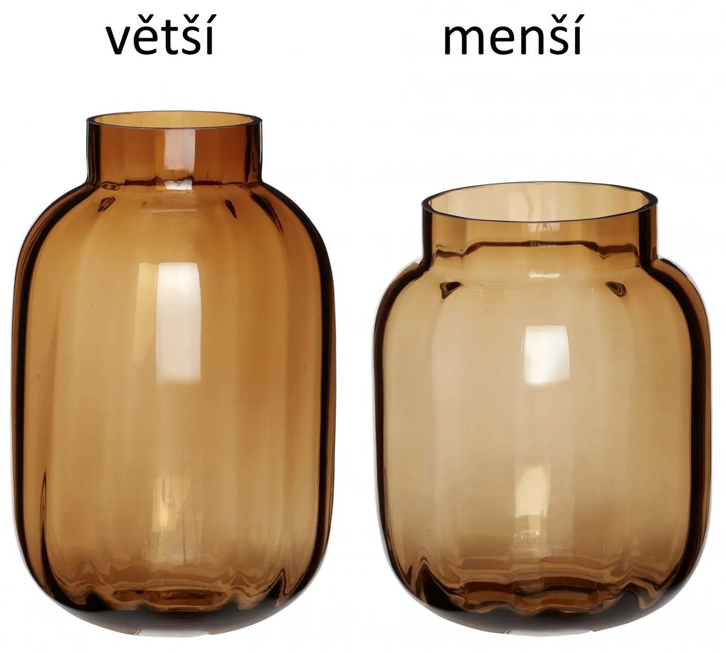 Hübsch Skleněná váza Amber Menší, hnědá barva, sklo