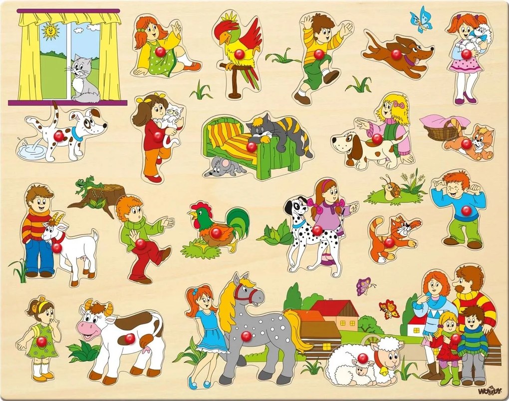 Vkládačka woody puzzle velké s úchyty