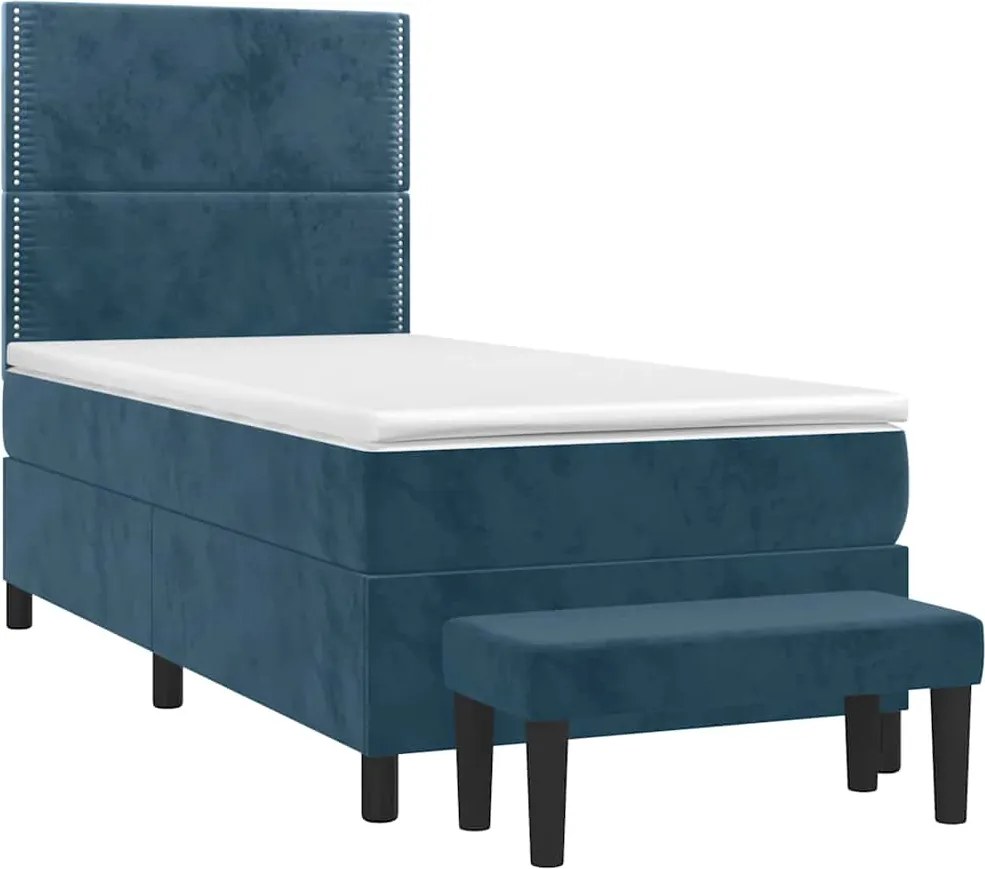 Box spring postel s matrací tmavě modrá 100x200 cm samet 3137771