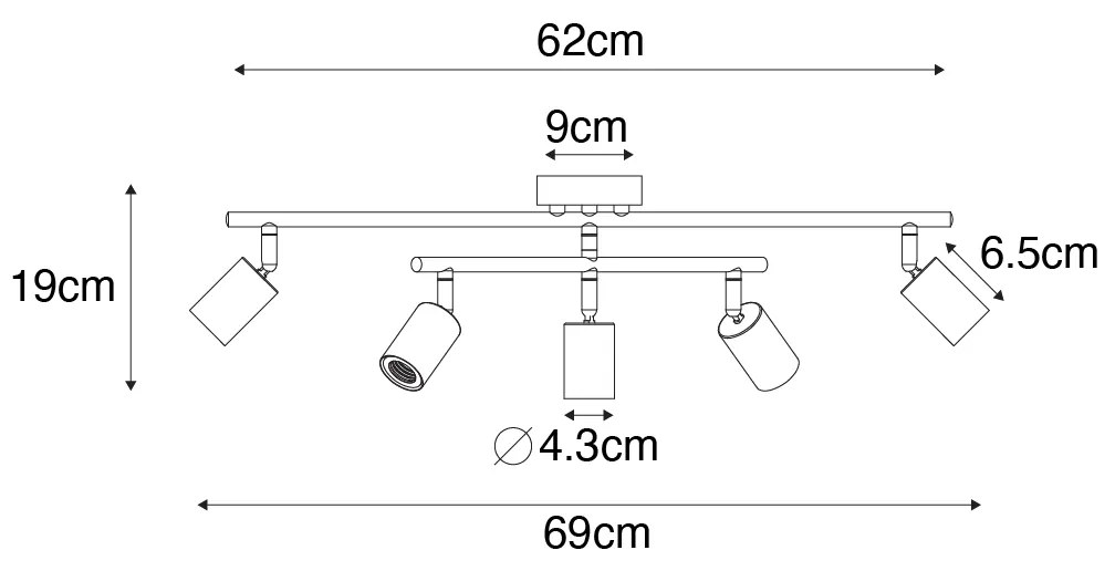 Moderní bodové světlo černé 5-světlo - Facil