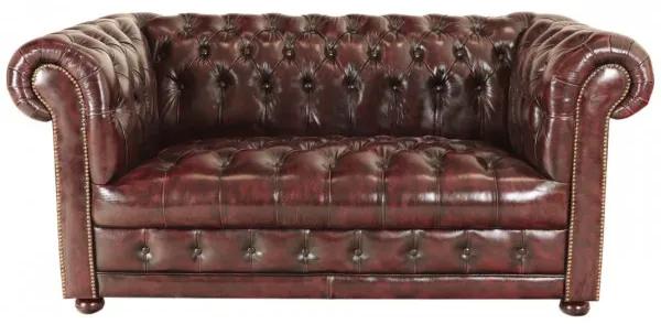 Indický nábytek - Pohovka dvoumístná Chesterfield Manchester z pravé hovězí kůže New Red New Red