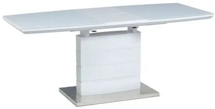 Autronic Moderní jídelní stůl Rozkládací jídelní stůl 140+40x80x76 cm, bílé sklo, bílý vysoký lesk, broušený nerez (HT-440 WT) (3xKarton)