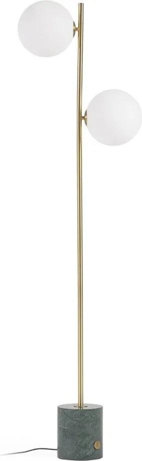 Stojací lampa v zeleno-zlaté barvě se skleněným stínidlem (výška 161 cm) Lonela – Kave Home