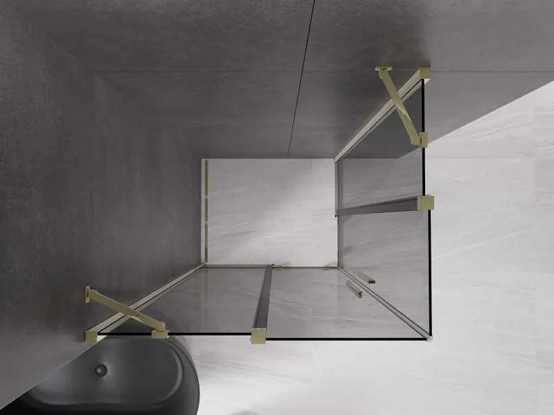 Mexen Velar Duo, sprchový kout s posuvnými dveřmi 90 x 80 cm, 8mm šedé sklo, zlatá lesklá, 871-090-080-42-50