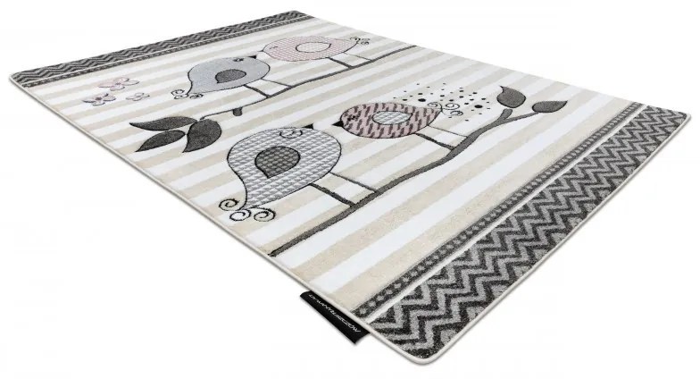 Dywany Łuszczów, Dětský kusový koberec Petit Birds cream, 160x220, šedá, dětský pokoj